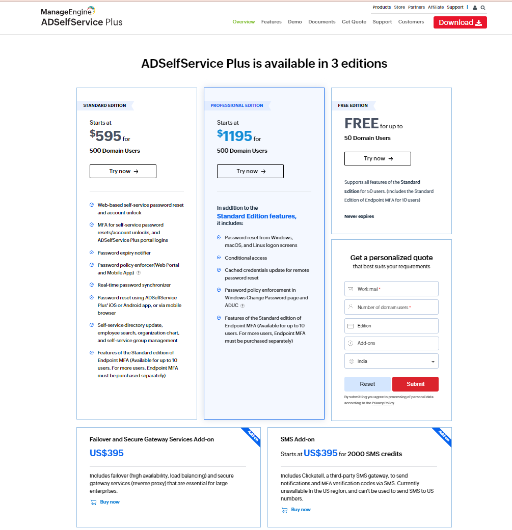 ManageEngine ADSelfService Plus Reviews & Pricing 2025 | GoodFirms